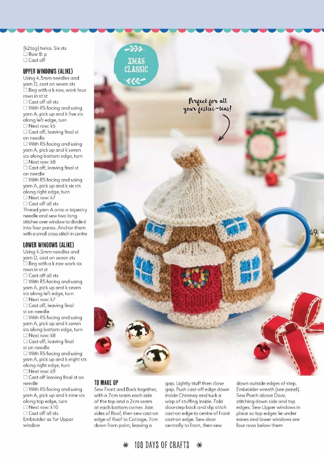Christmas Cottage Tea Cosy Knitting Pattern - Knitting Free